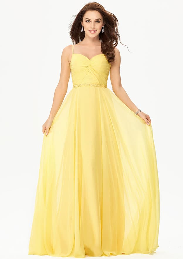 A-line Sweetheart Sleeveless Chiffon Long/Floor-Length Prom Dress With ...